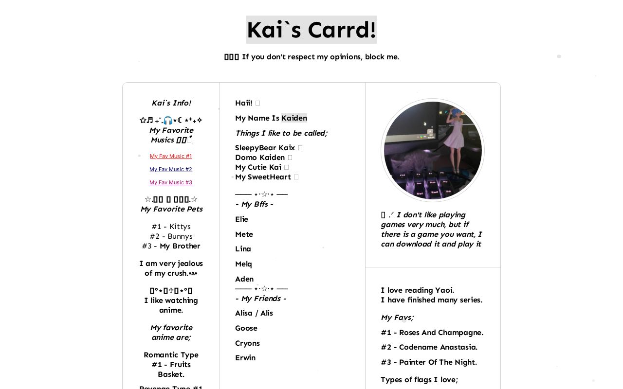 Kai`s Carrd!